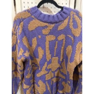 entro | Sweaters | Entro Purple Tan Abstract Pattern Knit Sweater ...
